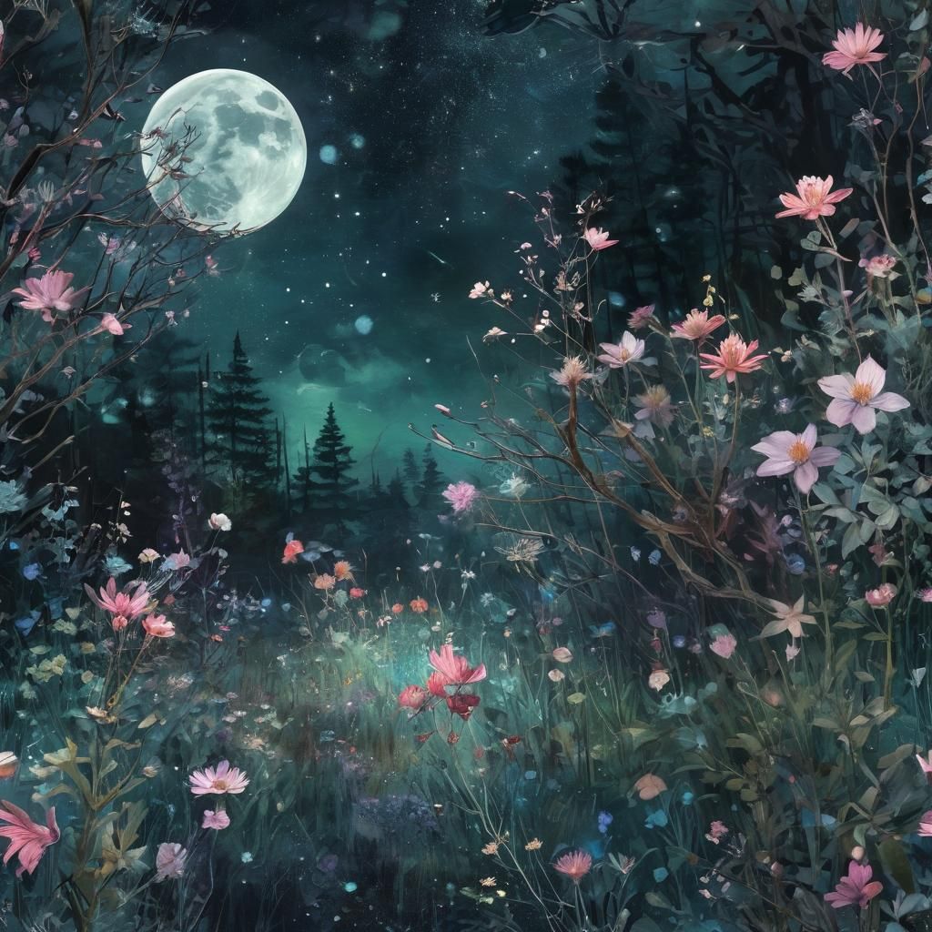 Moon meadow - AI Generated Artwork - NightCafe Creator