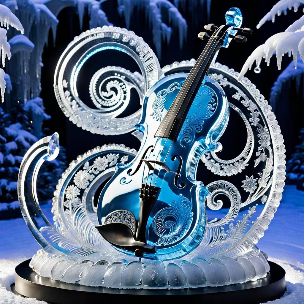 Ice violin that can be played - AI Generated Artwork - NightCafe Creator