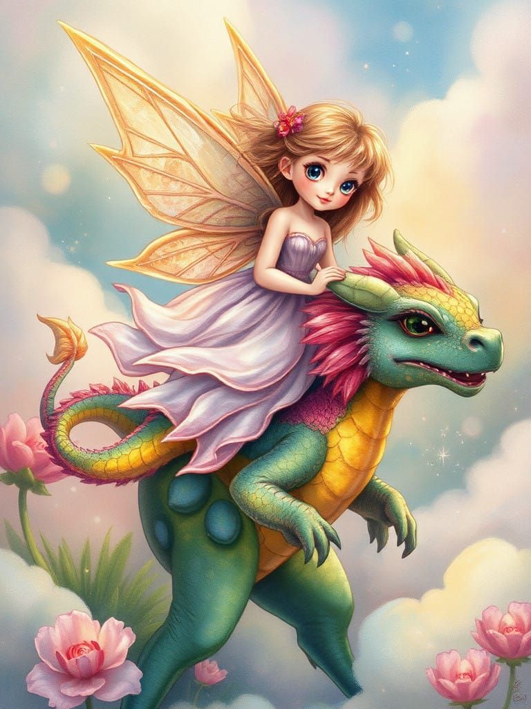 FANTASTIC FANTASY CREATIONS🐦‍🔥🧌🧚🏾challenge! A Fairy on her dragon Steed