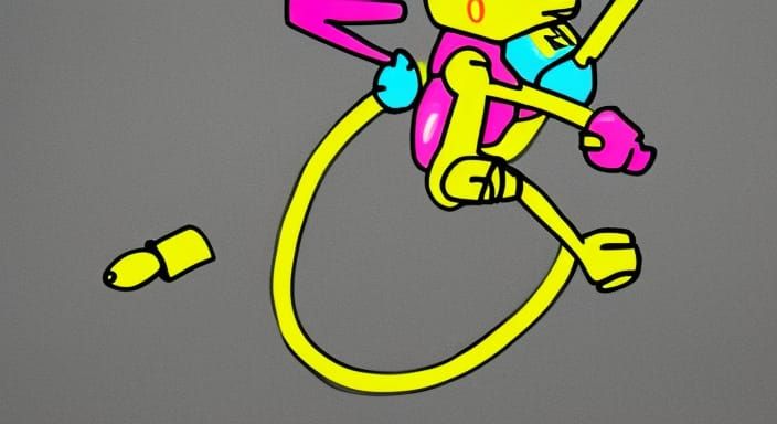 A bipedal rabbit cyborg with an arm blaster. Neon accents. - AI ...