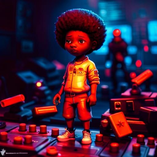 a portrait of cute Afro punk scientist Tamarin a highly intricate and ...