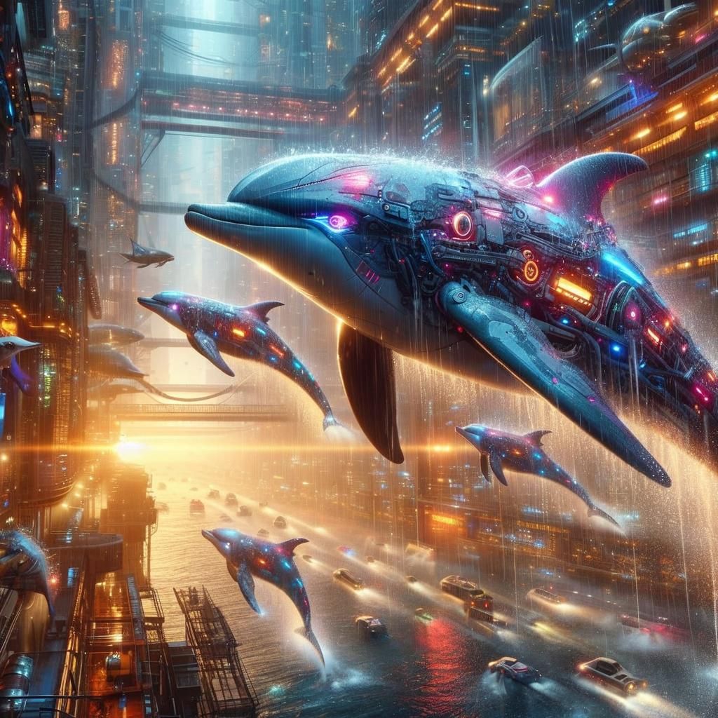 Cyborg dolphins - AI Generated Artwork - NightCafe Creator