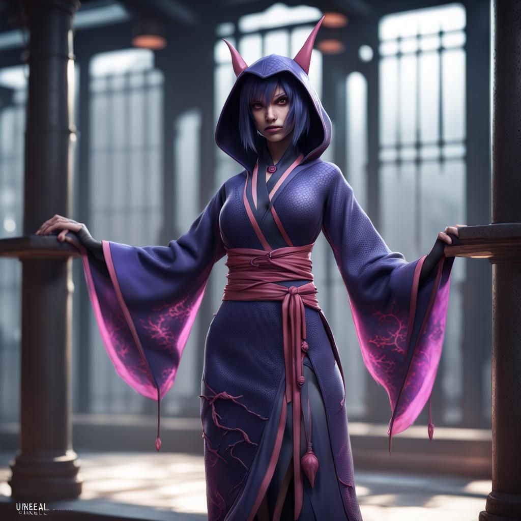 Female Ninja Crobat Gijinka in Detailed Matte Pain... - AI Art
