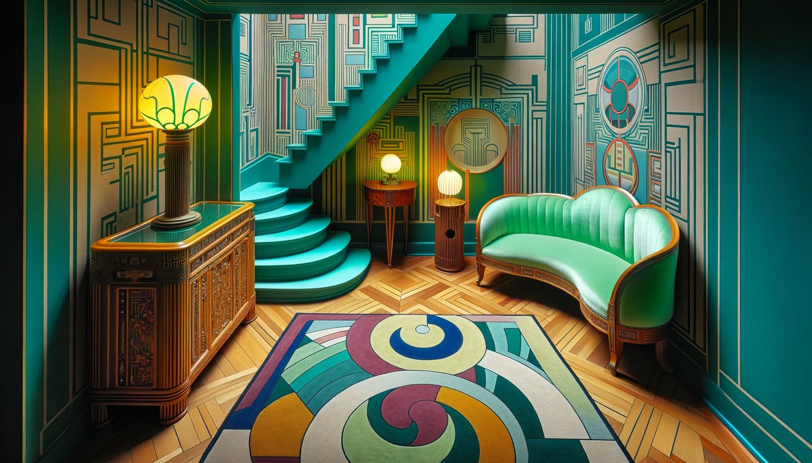 Art Deco Stairhall - AI Generated Artwork - NightCafe Creator