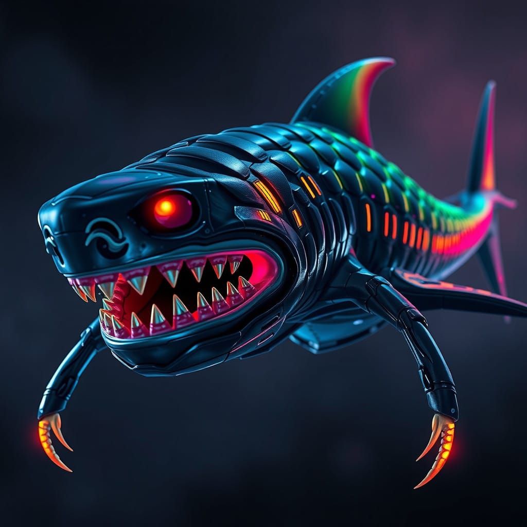 Ethereal Alien Shark-Creature with Bioluminescent ... - AI Art