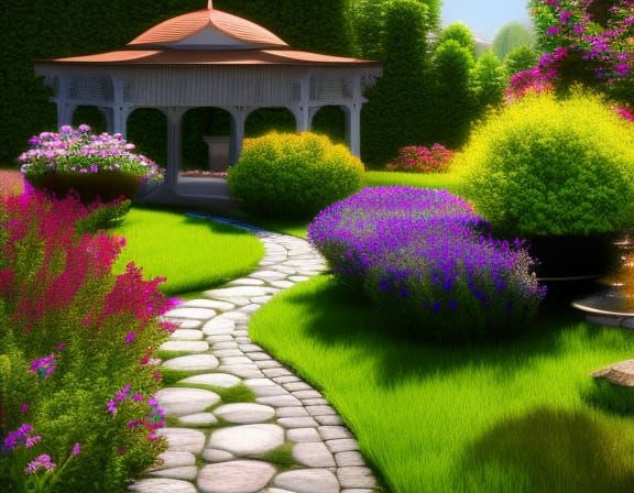 ultrarealistic insanely detailed beautiful flower garden with an ...