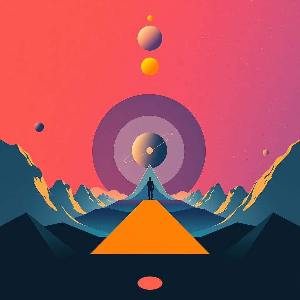 Ethereal 60s Sci-Fi Liminal Space in Triadic Color... - AI Art