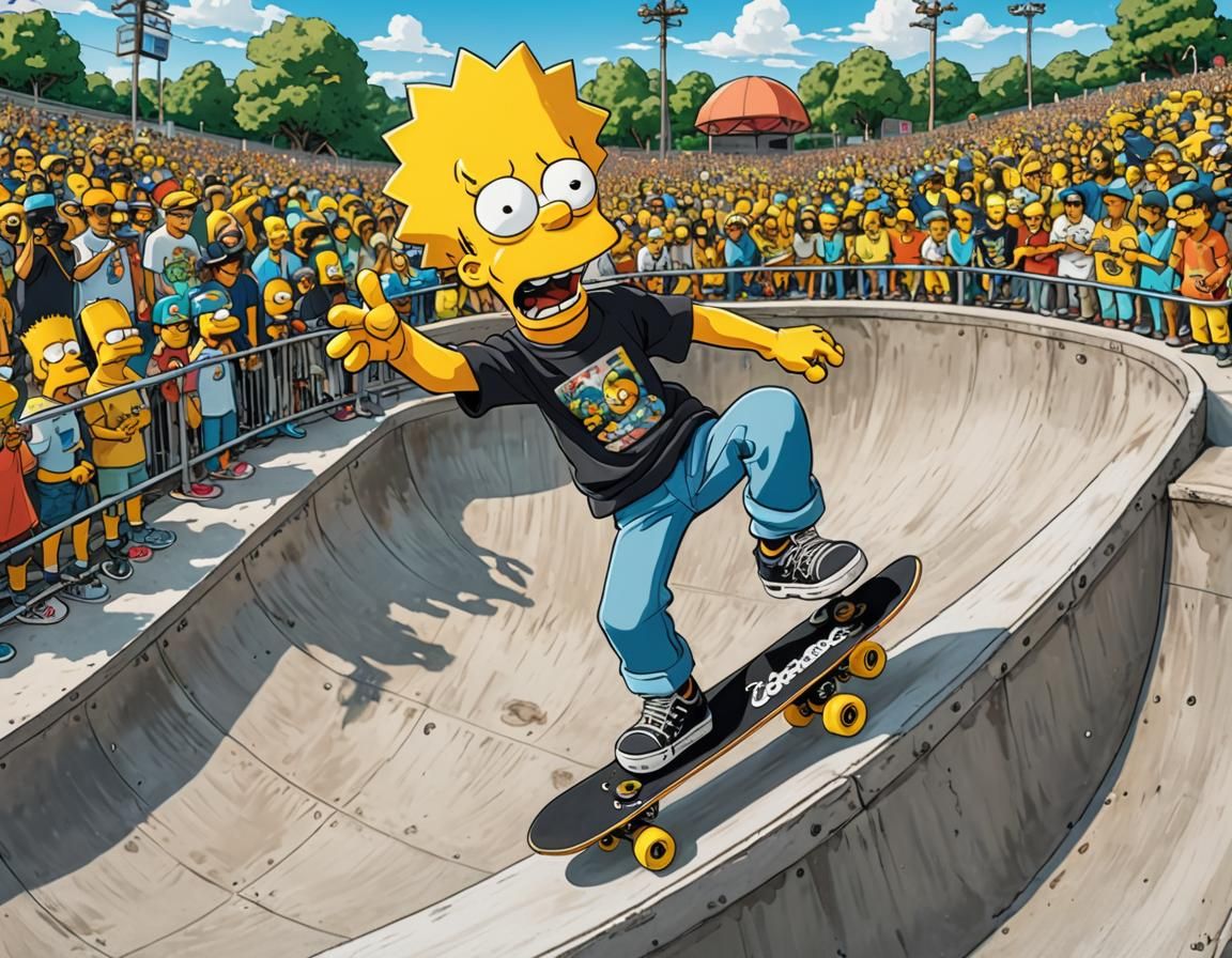 Bart Simpson doing a stunt on a Quarter Pipe ramp, Skate Culture ...