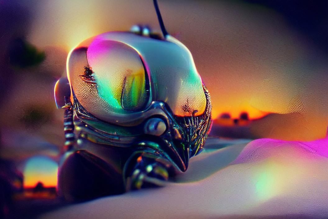iridescent cyborg mechanical alien bug - AI Generated Artwork ...
