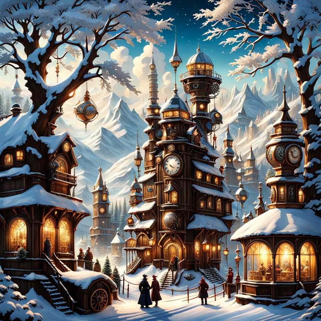 Steampunk Winter Wonderland #9 - AI Generated Artwork - NightCafe Creator