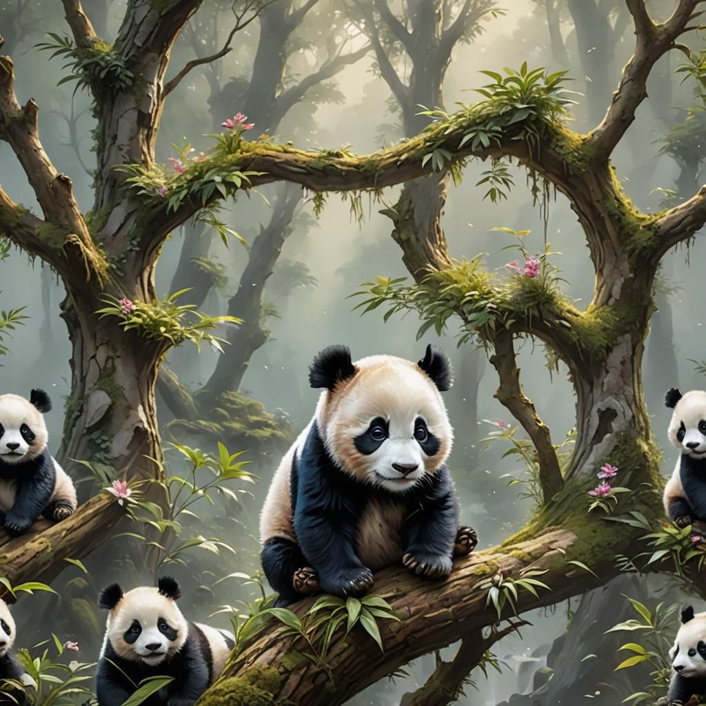 Panda in a forest #1 - AI Generated Artwork - NightCafe Creator