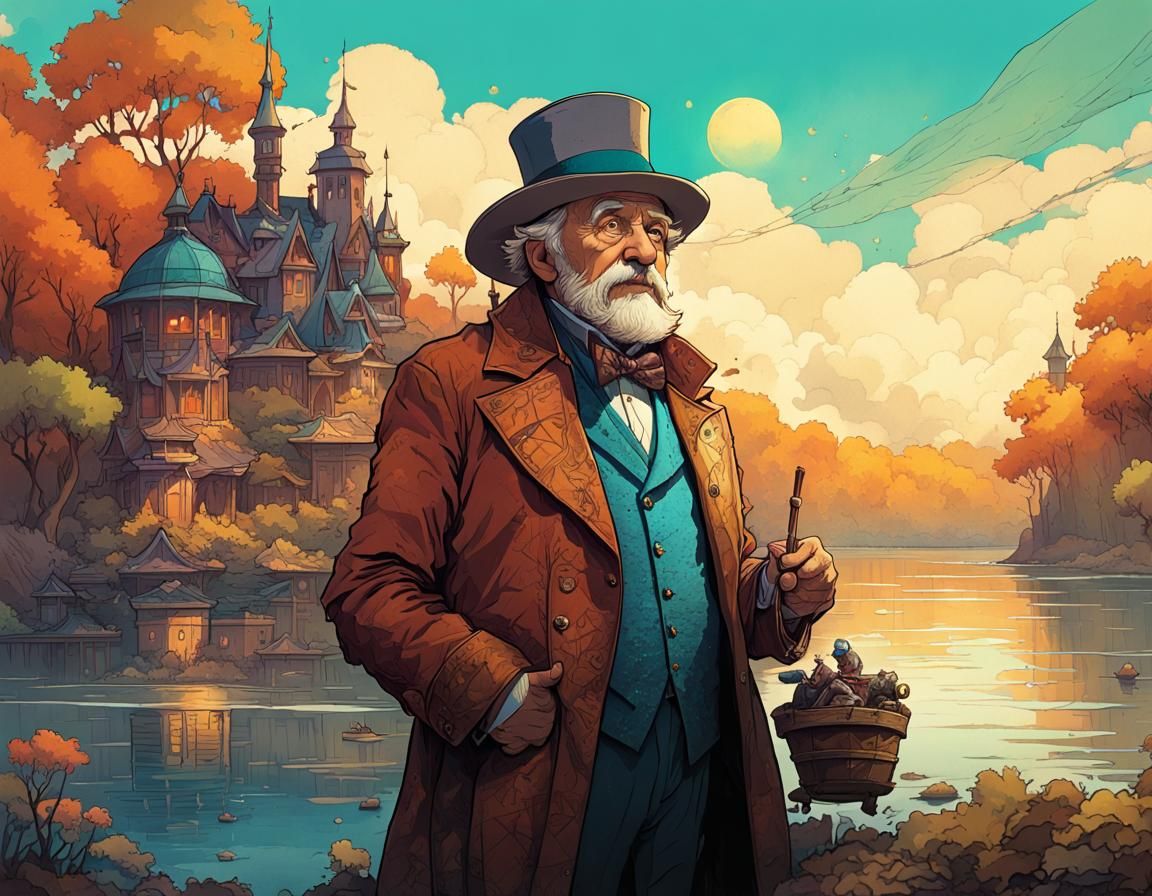 Evening Stroll and Floating Bucket - AI Generated Artwork - NightCafe Creator