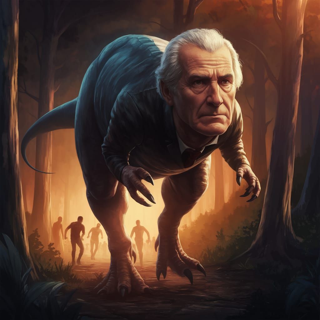 Cursed - Tyrannosaurus Rex in a Vivid Digital Art Style with...