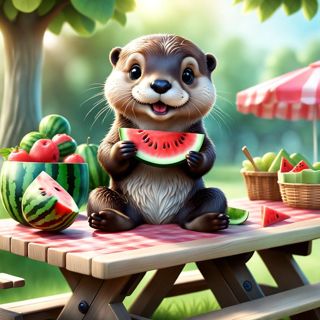 A Sweet Otter Treat - AI Generated Artwork - NightCafe Creator
