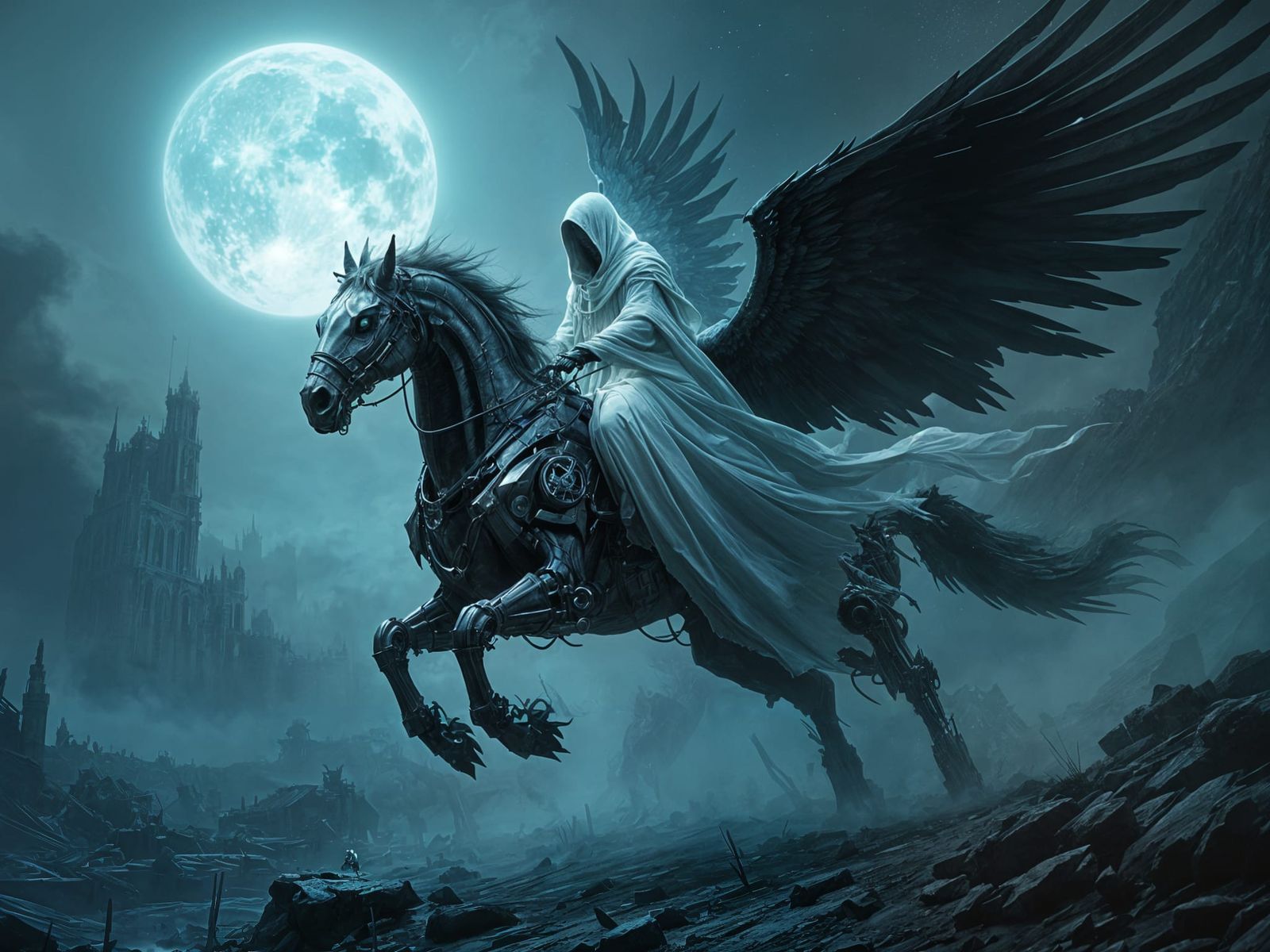 The Riding of the Wraith - Ethereal Cyberpunk Rider Gallops ...