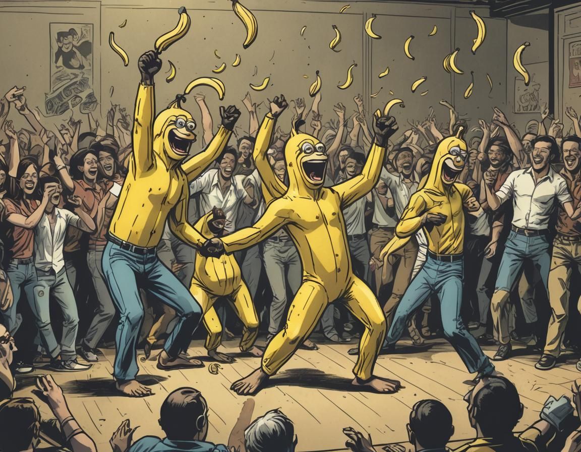 Dancing bananas on stage, comic book art - AI Generated Artwork ...