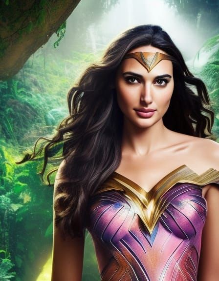 Gal Gadot in the Jungle - AI Generated Artwork - NightCafe Creator