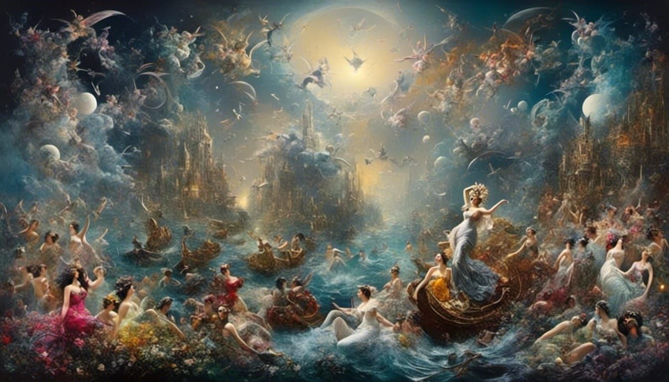 "Avalon" epic hypermodernism matte painting by Amanda Sage in the style ...