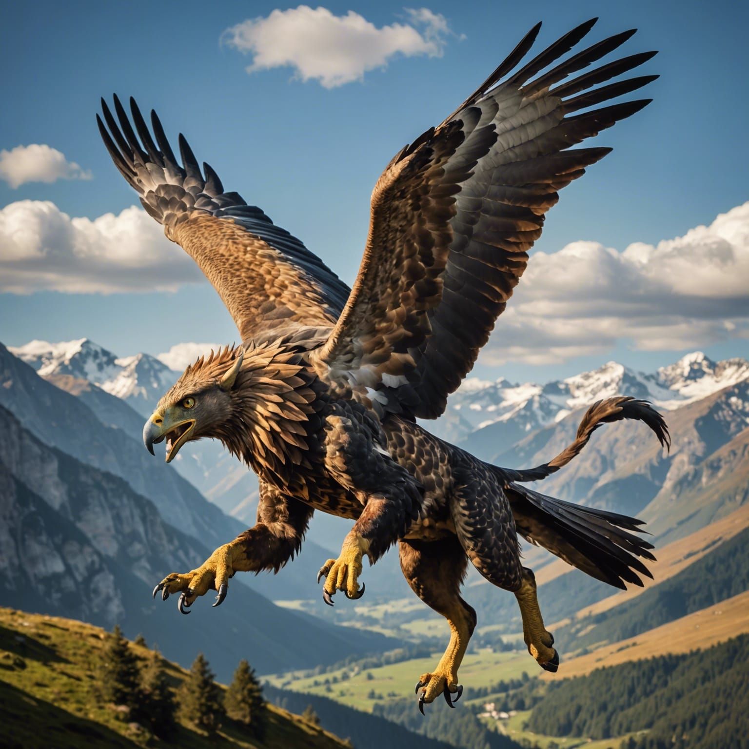 A majestic griffin in flight - AI Generated Artwork - NightCafe Creator