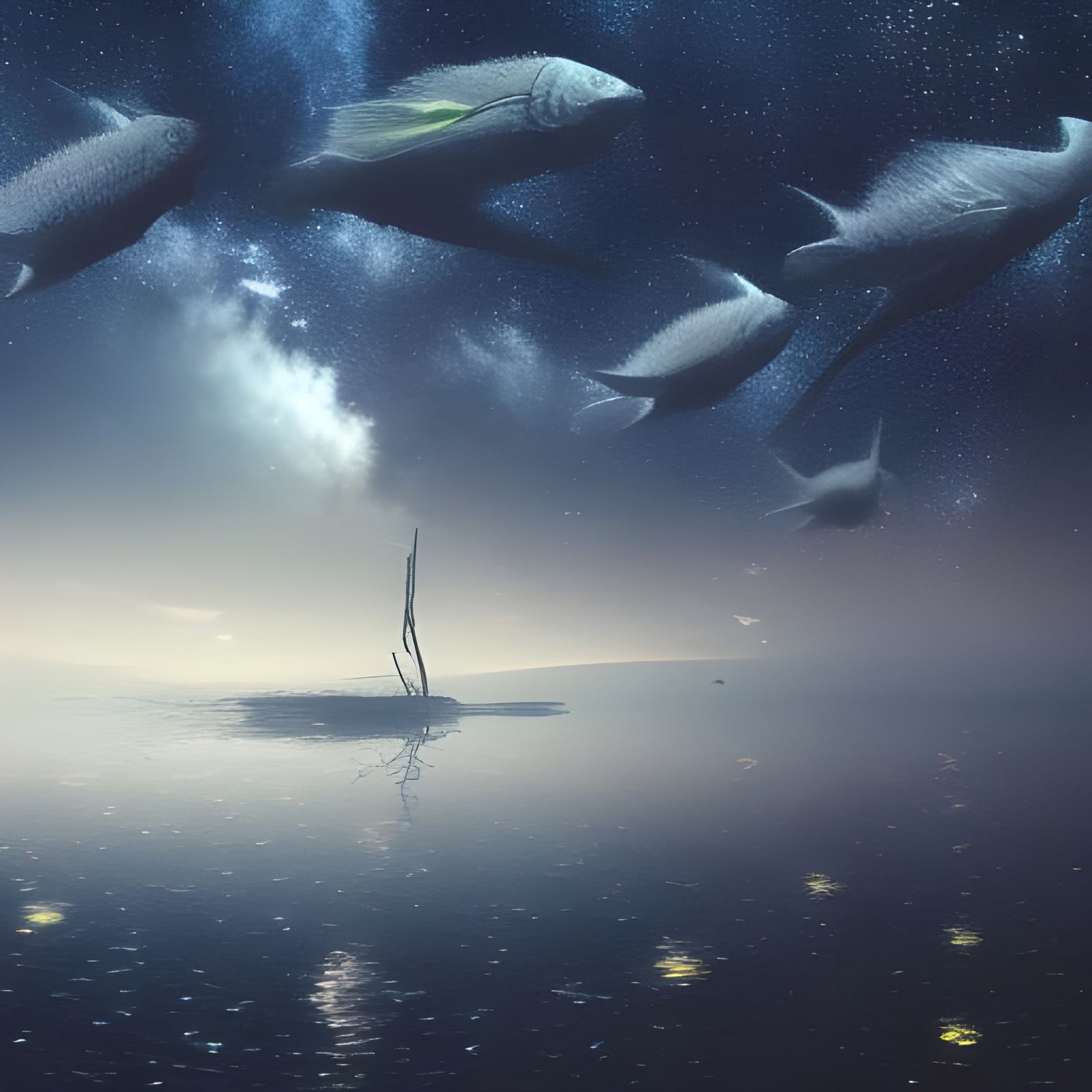 Spectral Fish in the Starry Sky - AI Generated Artwork - NightCafe Creator