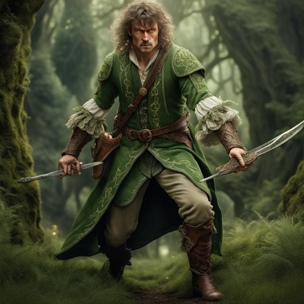Insanely Detailed beautiful male hobbit Warrior rococo-green, Insanely ...