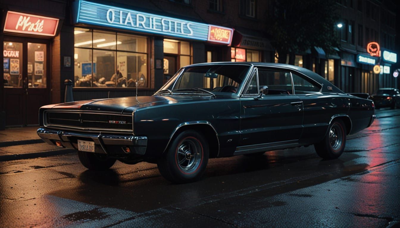 Knight Rider-Inspired Dodge Charger in Epic Cinema... - AI Art