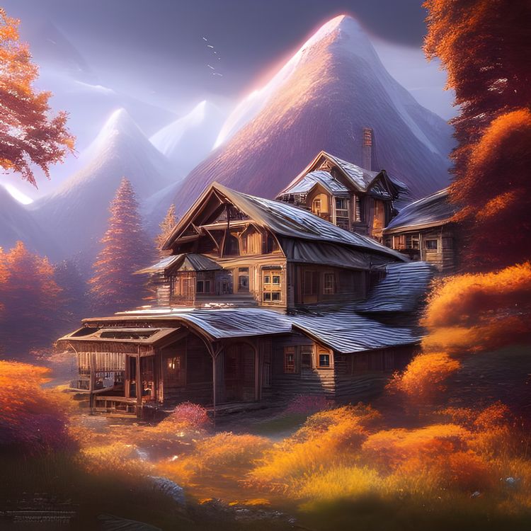 House in the Mountains - AI Generated Artwork - NightCafe Creator