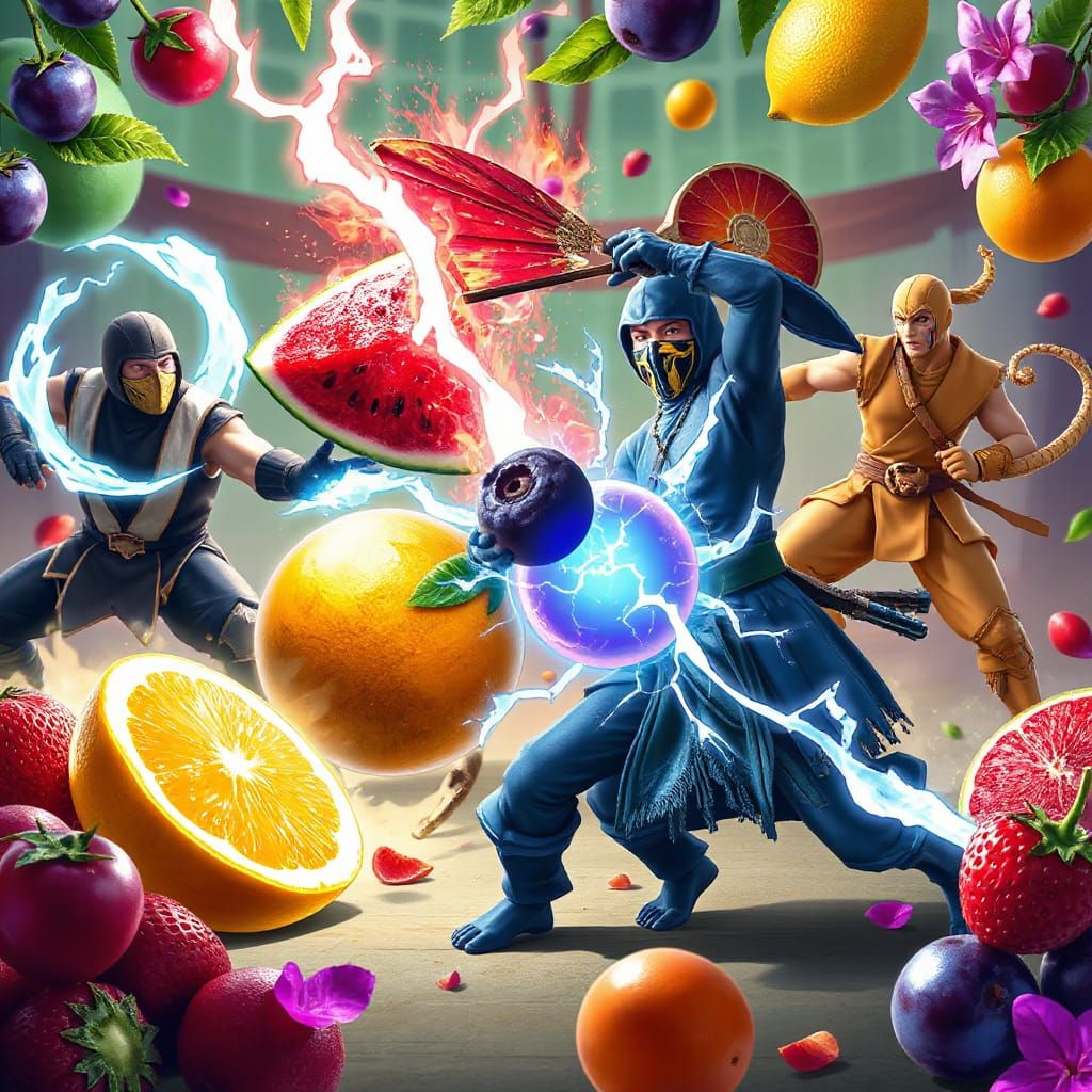 Mortal Kombat Fruit Ninjas 4 - Fruit Warriors Clash in a Vib...