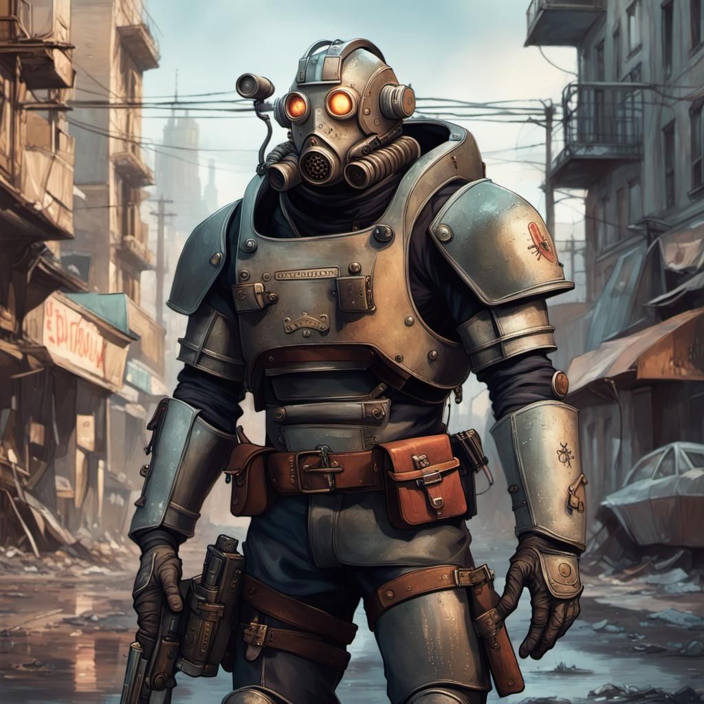 Falllout "Brotherhood of Steel" soldier wearing "Power Armour", on the ...