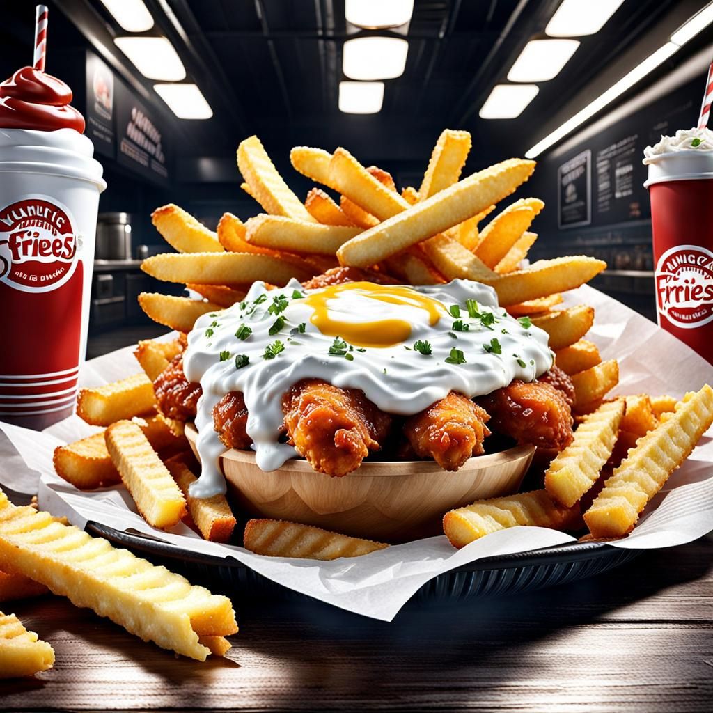 Fried Chicken and Fries - AI Generated Artwork - NightCafe Creator