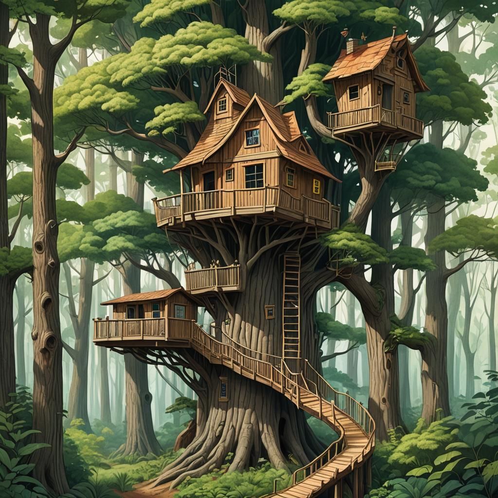 Treehouse - AI Generated Artwork - NightCafe Creator