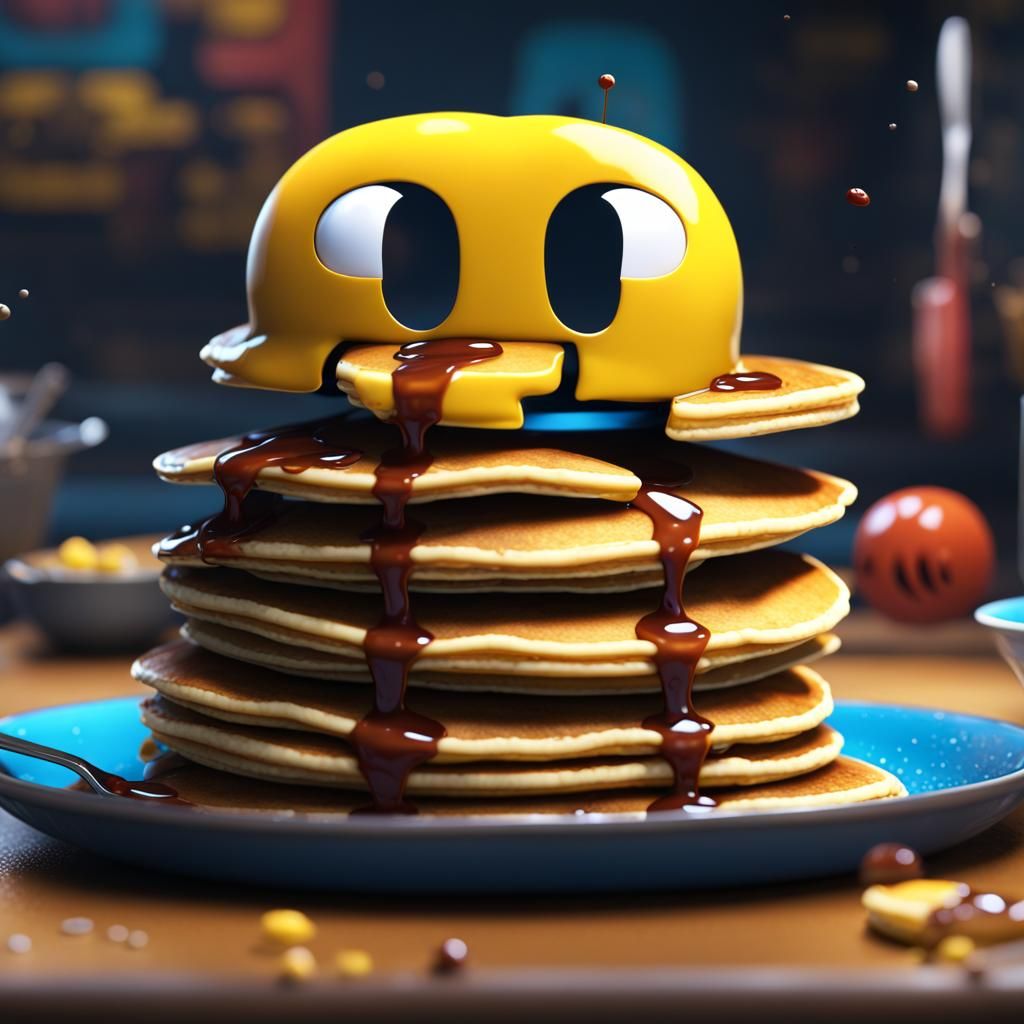 Pancakes eating Pacman - AI Generated Artwork - NightCafe Creator