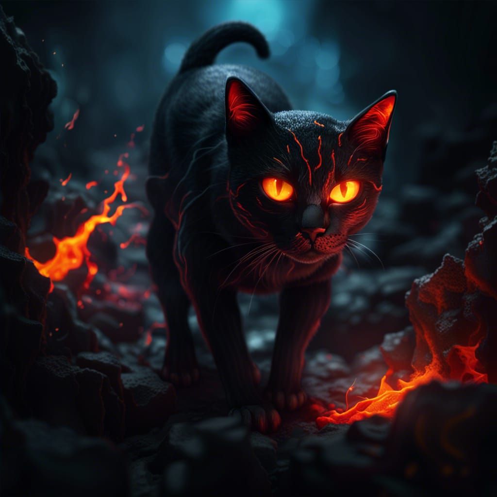 Fire kitty - AI Generated Artwork - NightCafe Creator