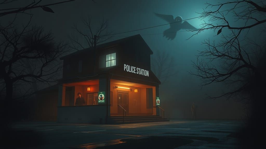 Ethereal Abandoned Police Station in Haunted Aesth... - AI Art