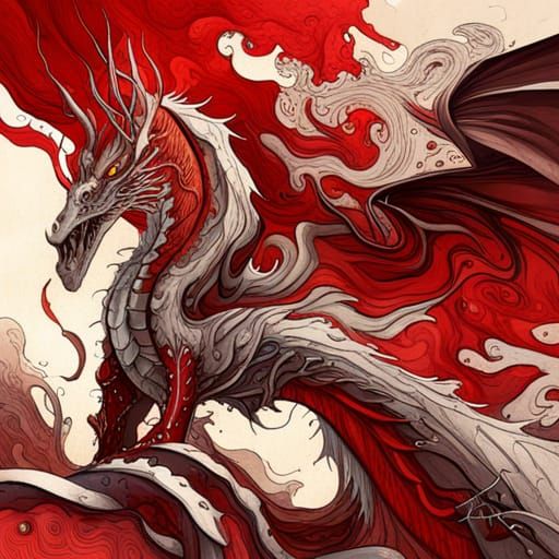 A biomechanical red dragon. - AI Generated Artwork - NightCafe Creator