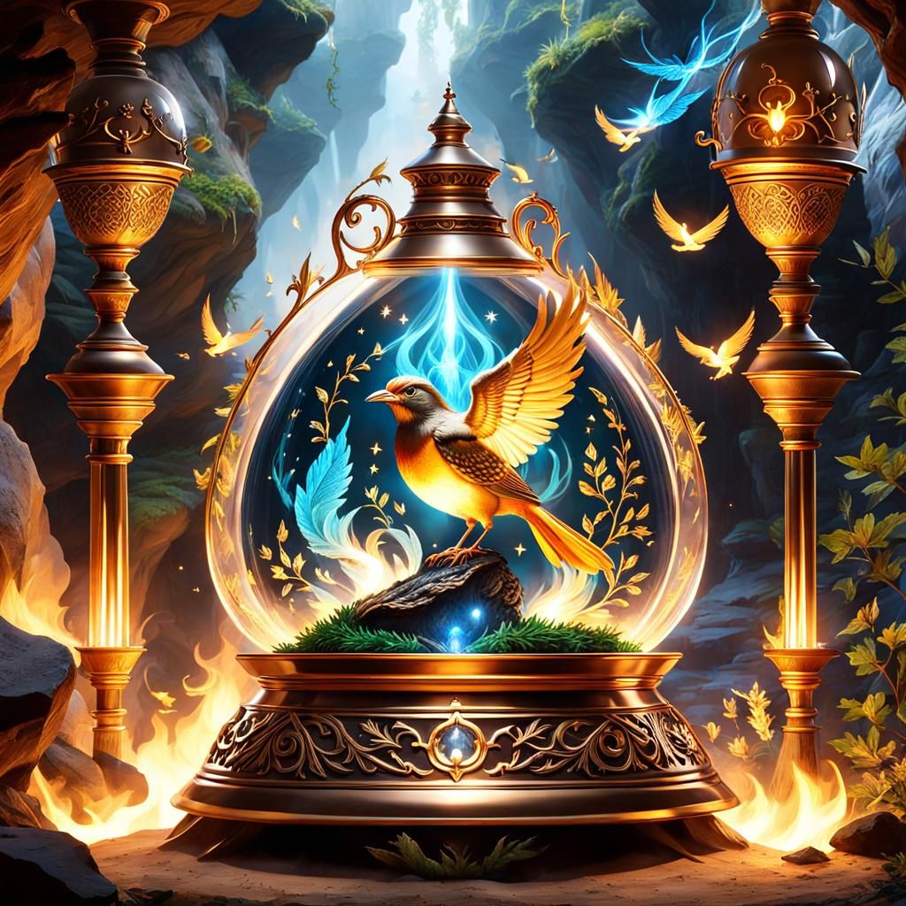 Medieval Era Transparent Magical Lamp burning in a magician’s cave ...