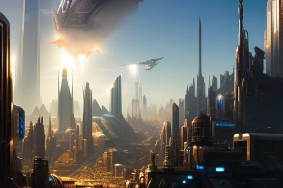 Starport in the morning - AI Generated Artwork - NightCafe Creator