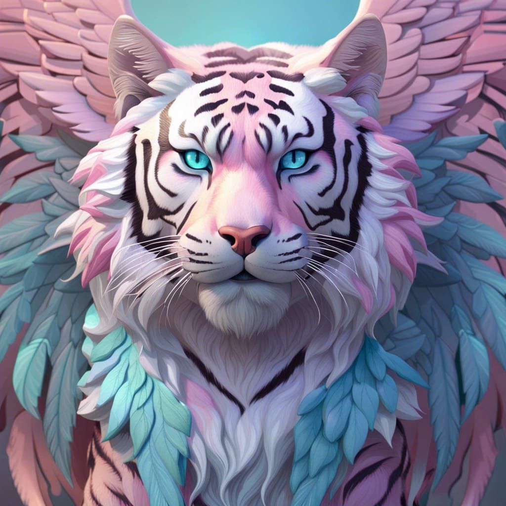 Pastel Tiger with angel wings 🪽🐅 - AI Generated Artwork - NightCafe Creator