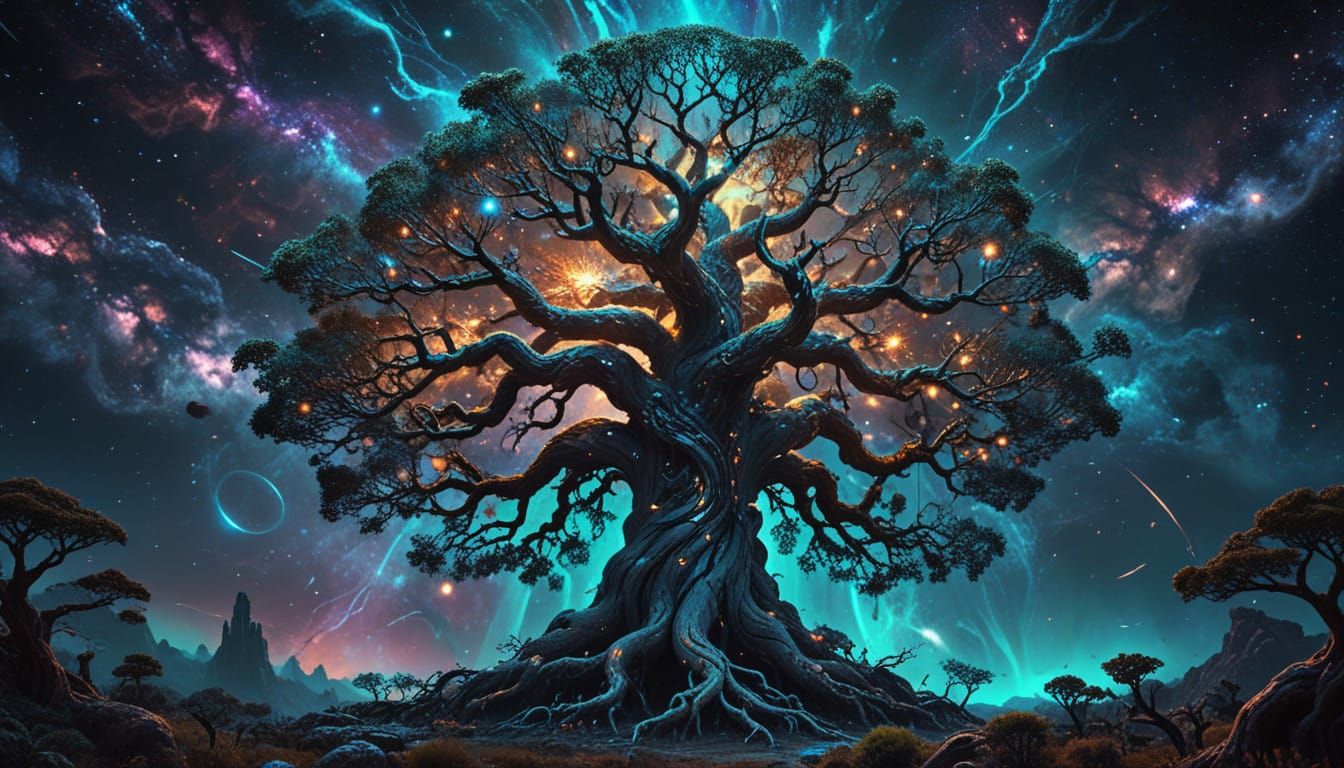 Ethereal Cosmic World Tree Expands Across the Univ... - AI Art