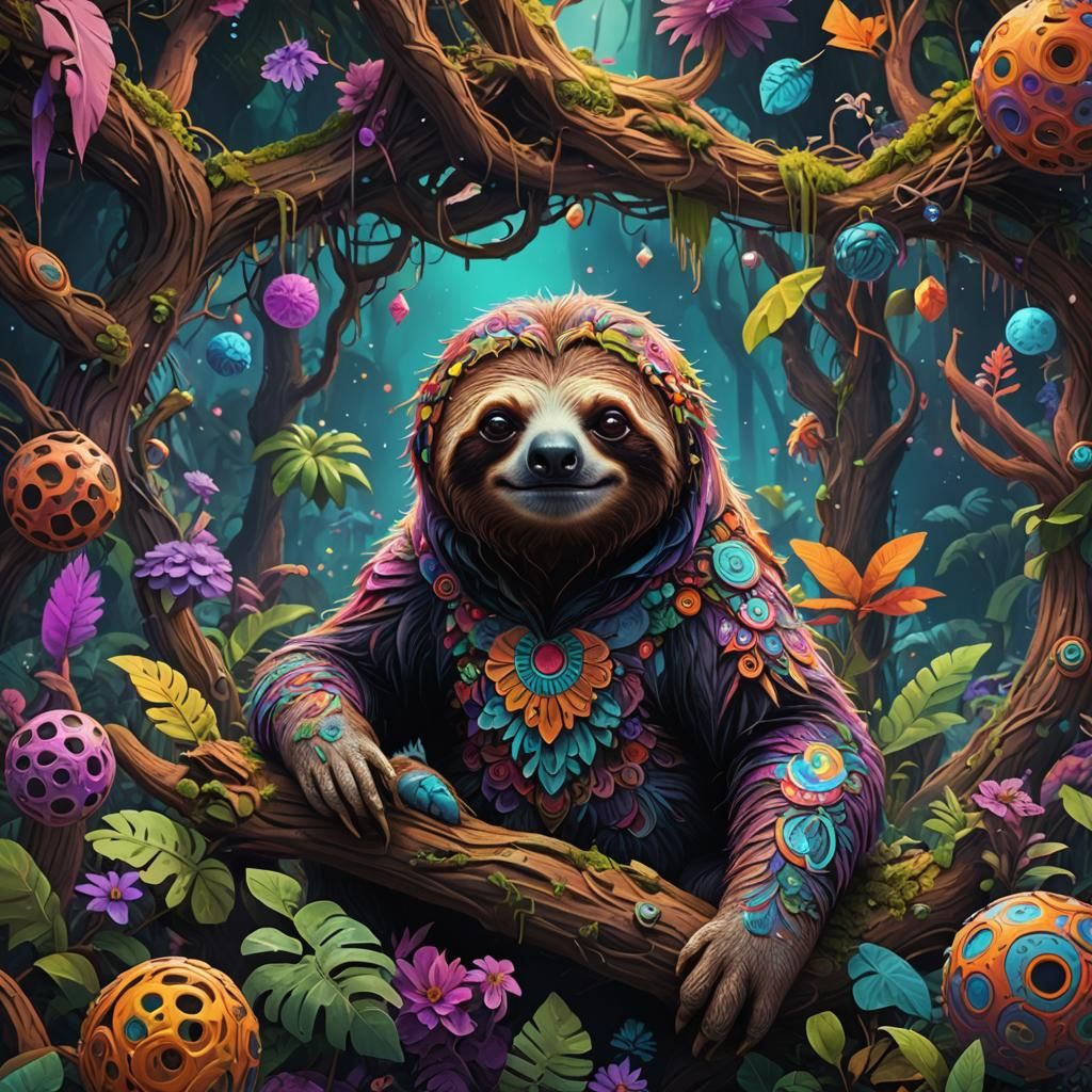 Psychedelic Sloth - AI Generated Artwork - NightCafe Creator