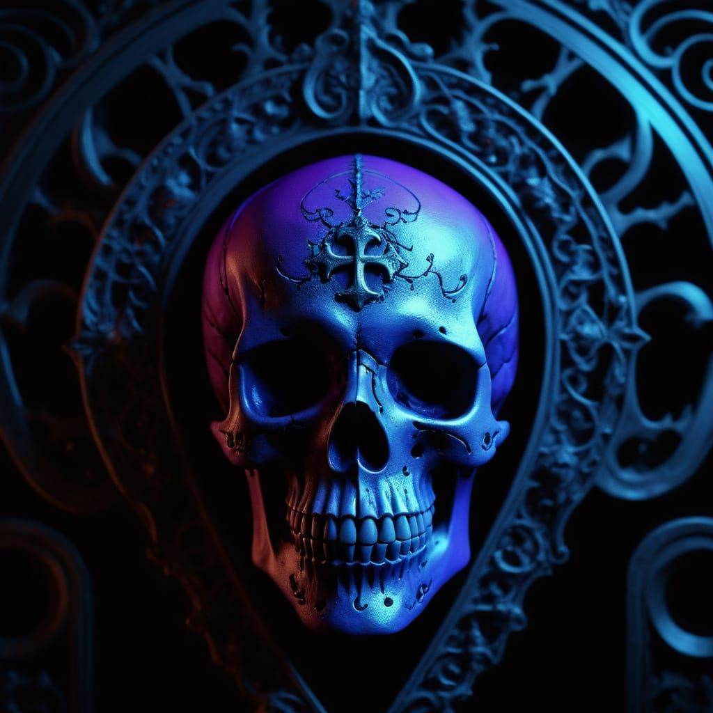 Gothic purple skull& intricately detailed hyperdetailed gothic art 3D ...