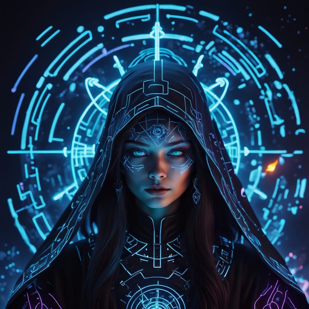 Cyber Witch Reveals Hidden Digital Realms Beyond t... - AI Art