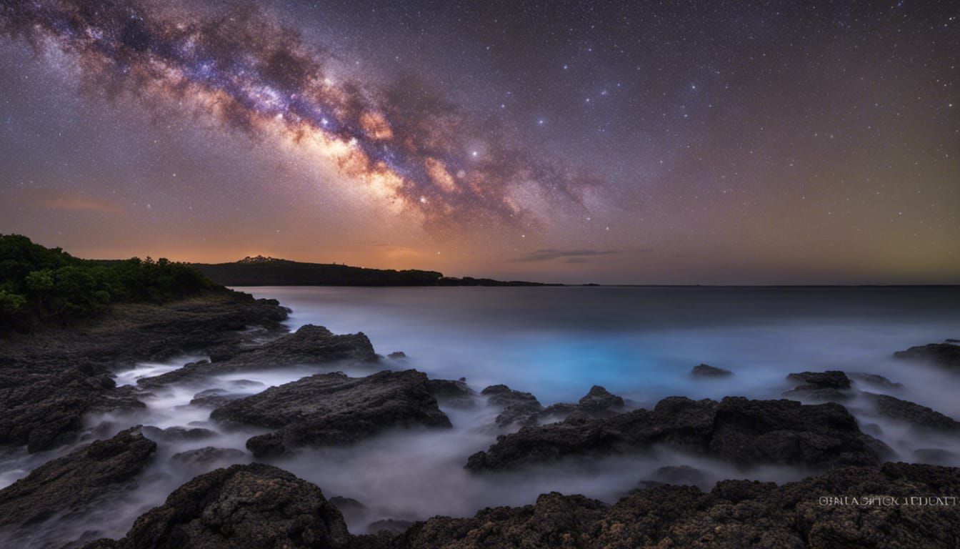 Puerto Rico bioluminescent bay night sparkling - AI Generated Artwork - NightCafe Creator