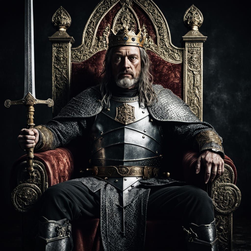 King Arthur Reigns Supreme on Edgeland Throne with... - AI Art