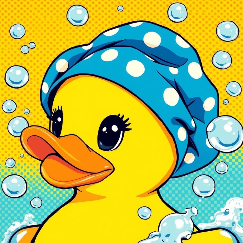 Rubber Ducky - Vibrant Rubber Ducky in Pop Art Comic Book S...
