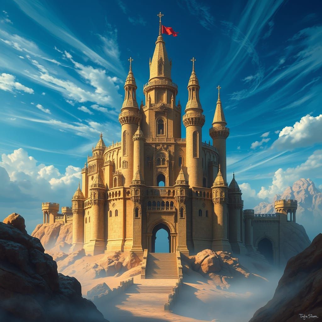 Giant sand Castle - Epic Golden Castle in a Dreamlike Landsc...