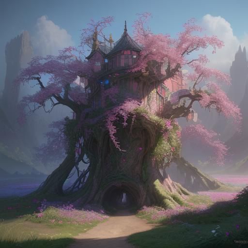 Tangled apple vines with pink and blue undertones - AI Generated ...