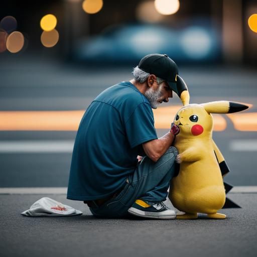 Pikachu Bites a Homeless Man - AI Generated Artwork - NightCafe Creator