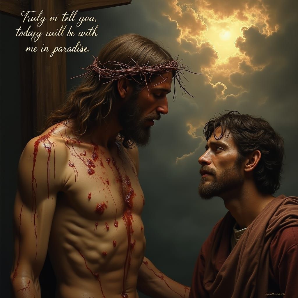 Dramatic Jesus Crucifixion in Golden Light - AI Art