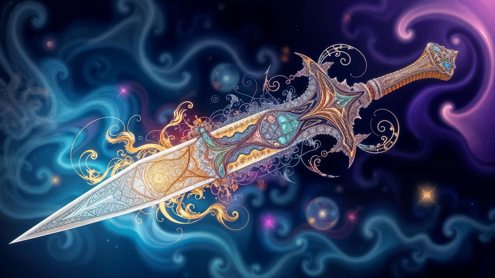 Sword of Elements in Fractal 3D Detail - AI Art